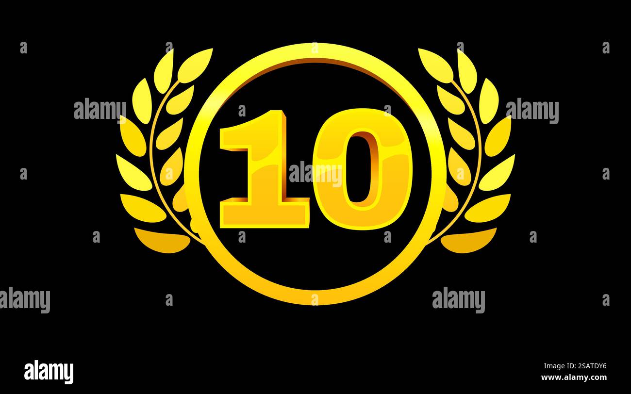 Winners golden laurel wreath. Top 10 award. Vector illustration ...