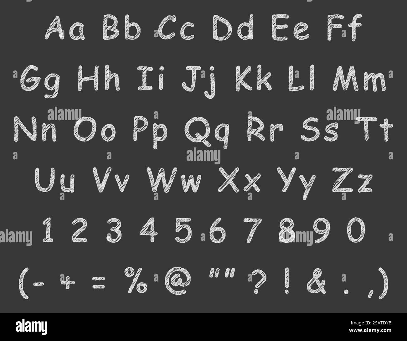 Handwritten letters english alphabet chalk. Vector illustration ...