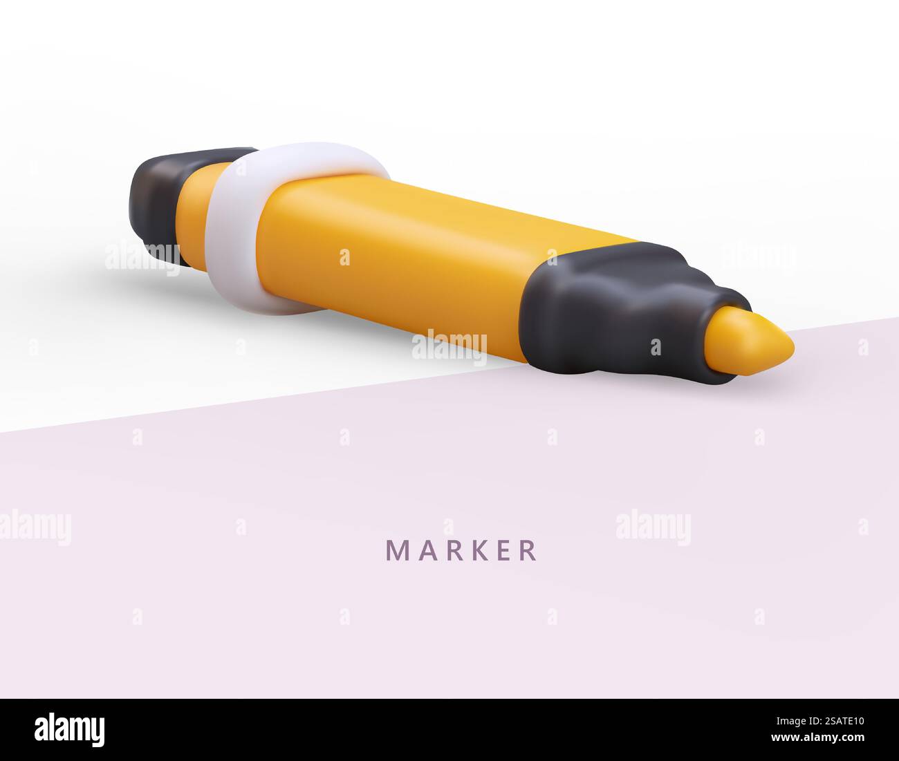 Yellow wide marker. Office tool for highlighting part of text. Detailed ...