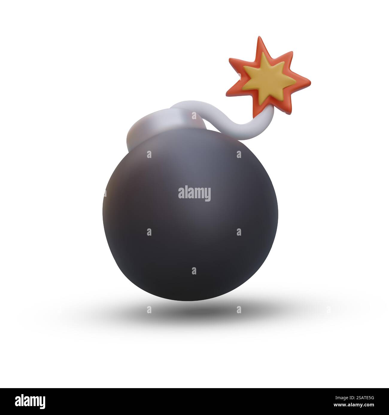 Cartoon bomb in 3d realistic style ready to explode. Burning fuse black ...