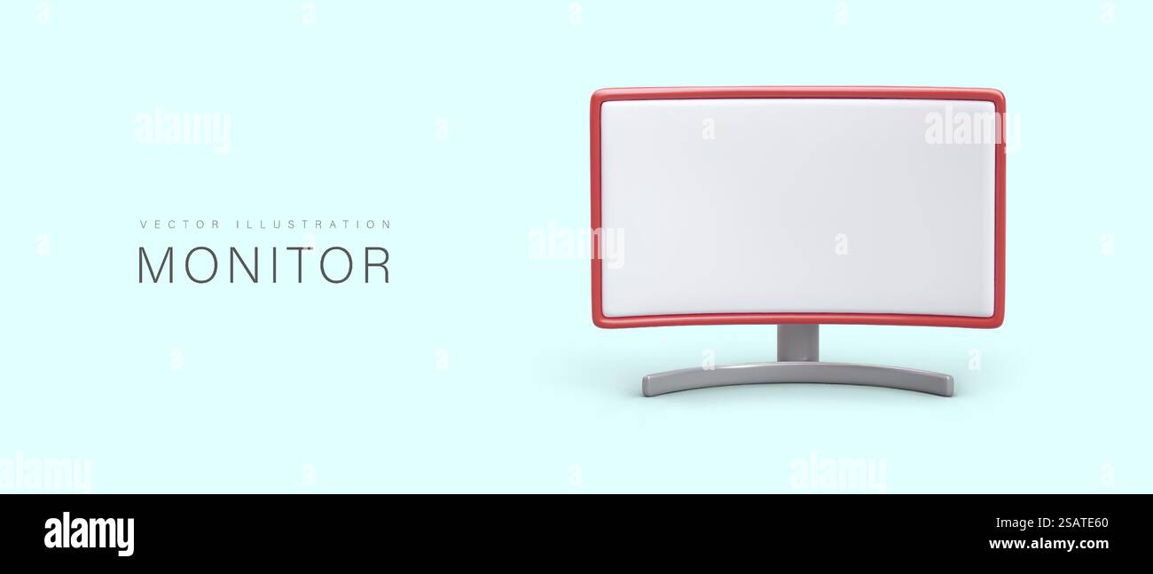 Thin curved blank monitor. Wide screen with improved view. Slim display ...