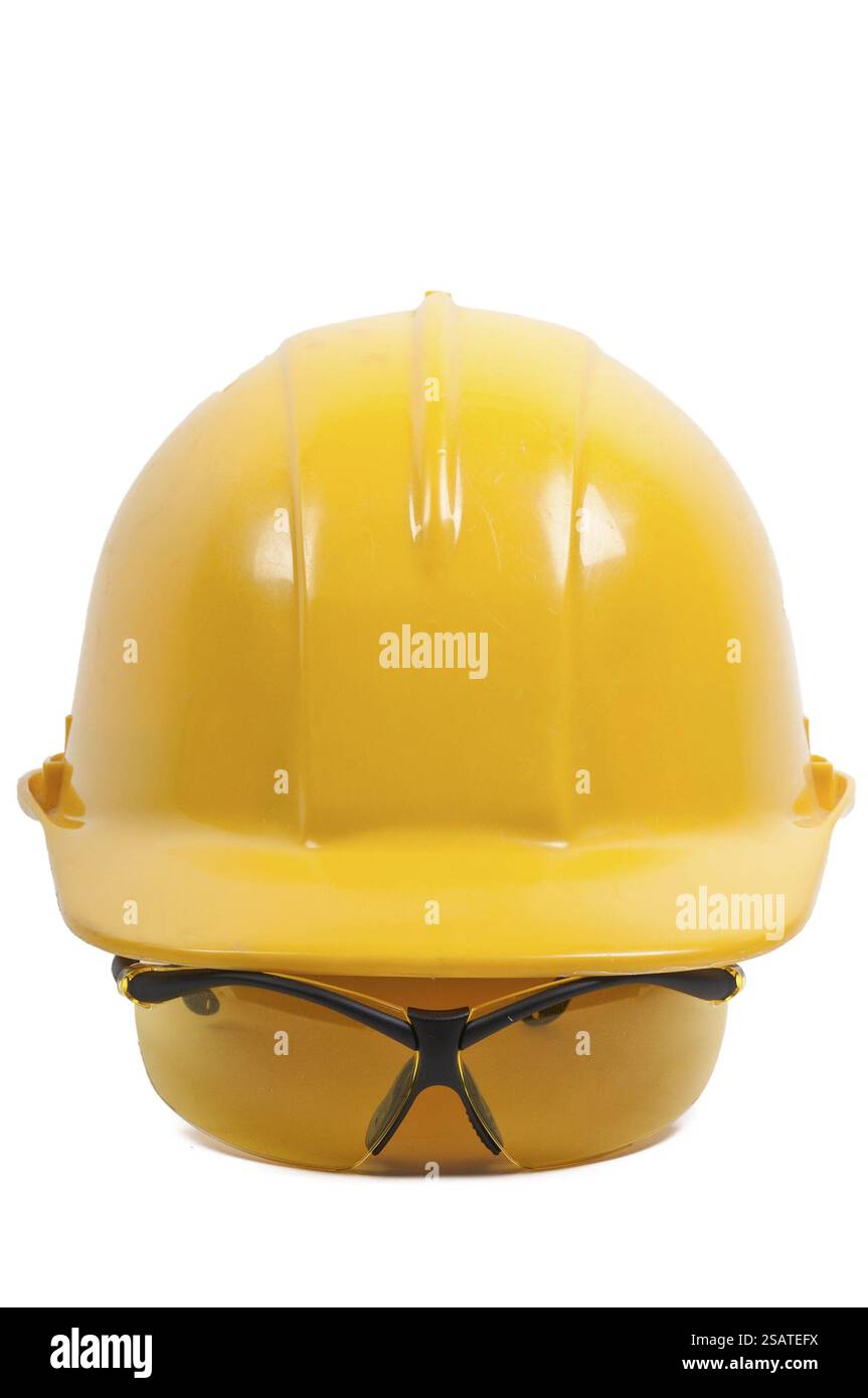 Safety glasses and hard hat personal protective equipment Stock Photo ...
