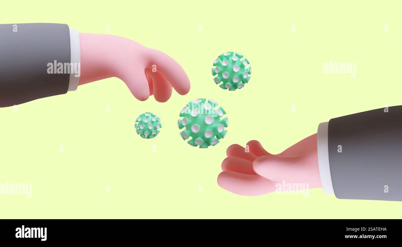 3d realistic hands holding different bacteria. Concept of 3d medicine ...