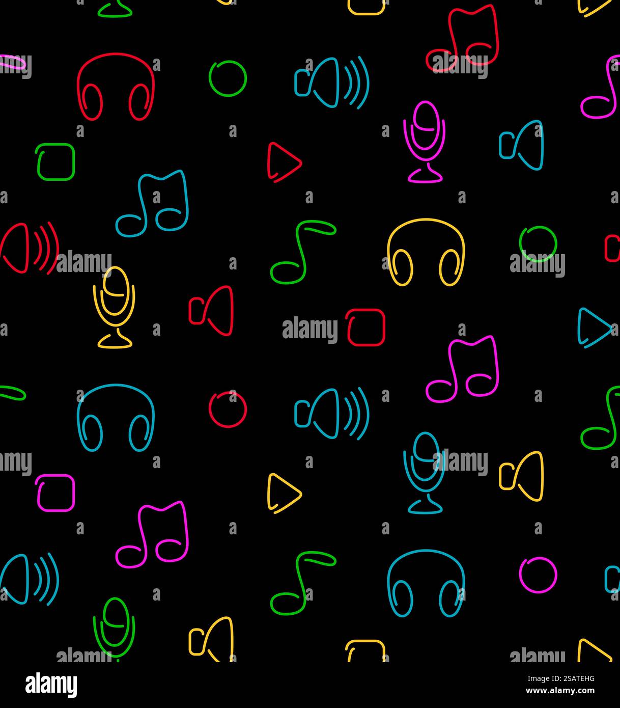 Music audio black seamless pattern. Vector illustration Stock Vector ...