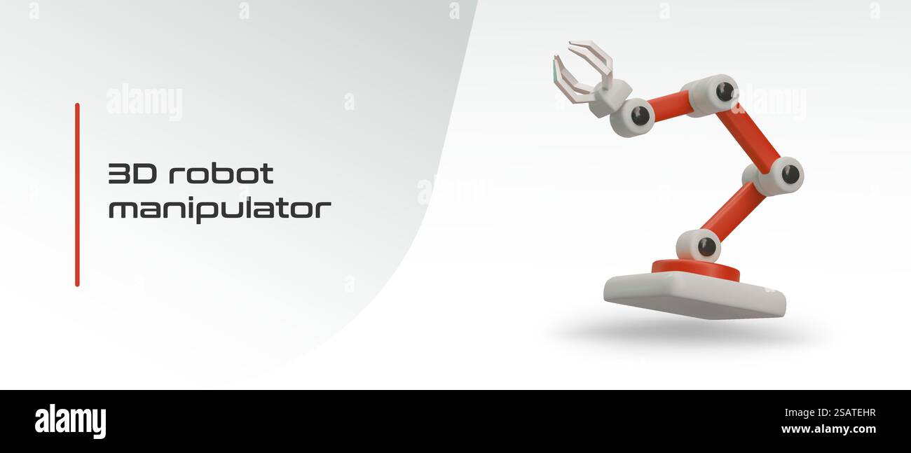 Red realistic mechanical hand. Robotic industrial manipulator. Time of ...