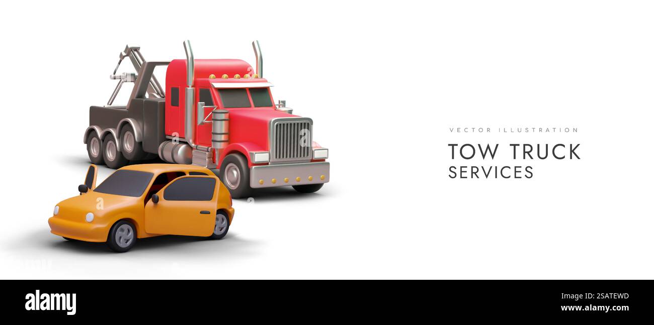 Advertisement of tow truck services on white background. Large ...