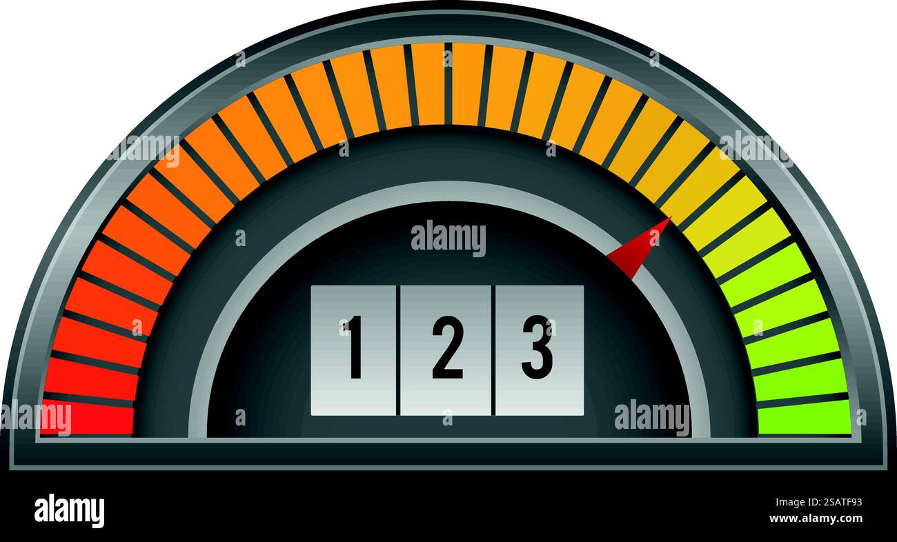 Score indicator icon. Half circle color gauge isolated on white ...