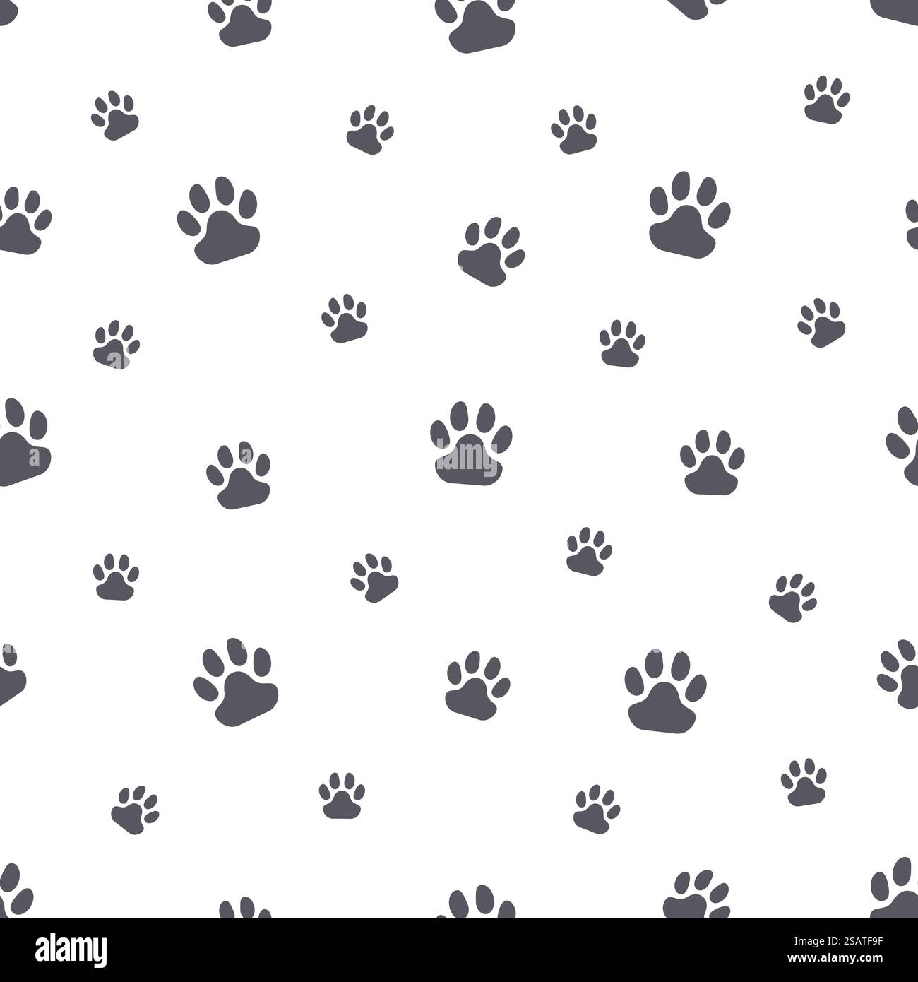 Animal paw prints, simple vector seamless pattern on white background ...