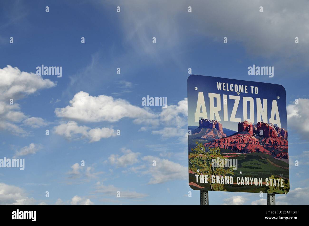 Welcome to Arizona, National border sign along Route 66, Arizona, USA ...
