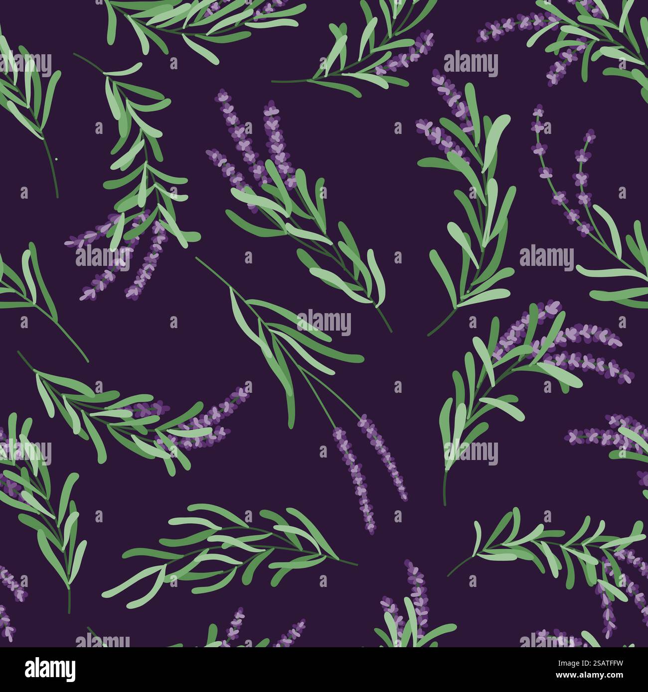 Handdrawn lavender bouquet seamless pattern. Provence herbal repeat ...