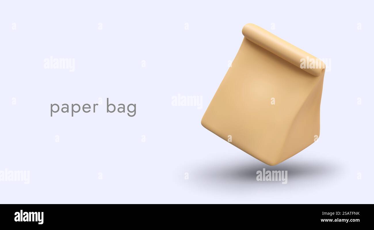 Paper realistic bag. Disposable packaging from recyclable materials ...