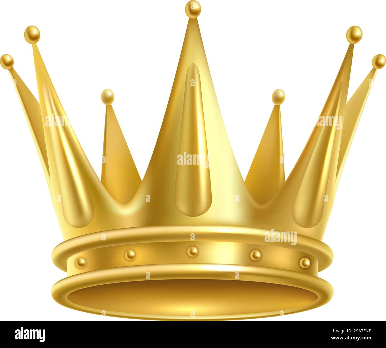 King crown. Realistic gold. Premium symbol mockup isolated on white background. King crown ...
