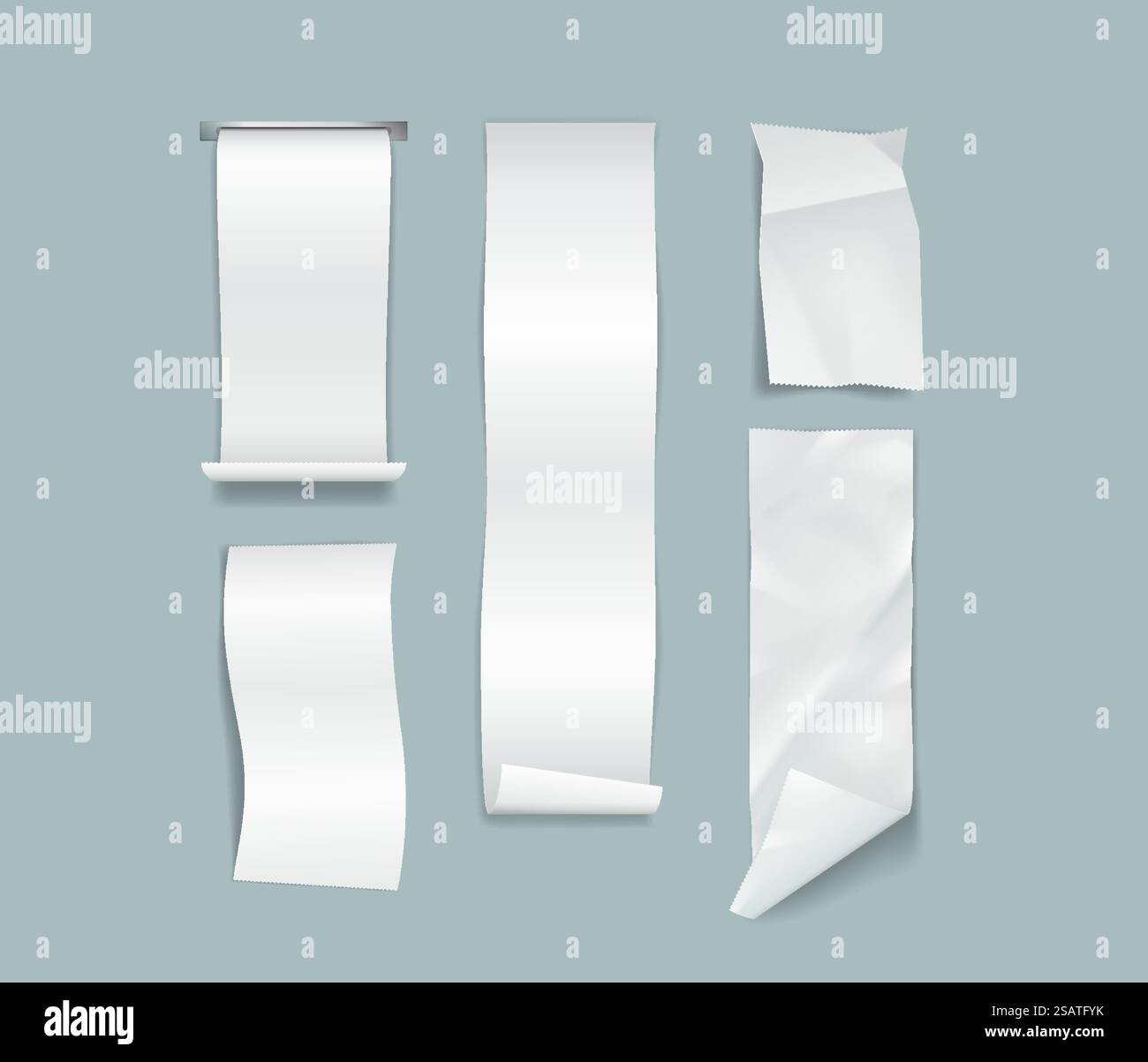 Paper strips for bills realistic vector illustration set. Cut blank ...