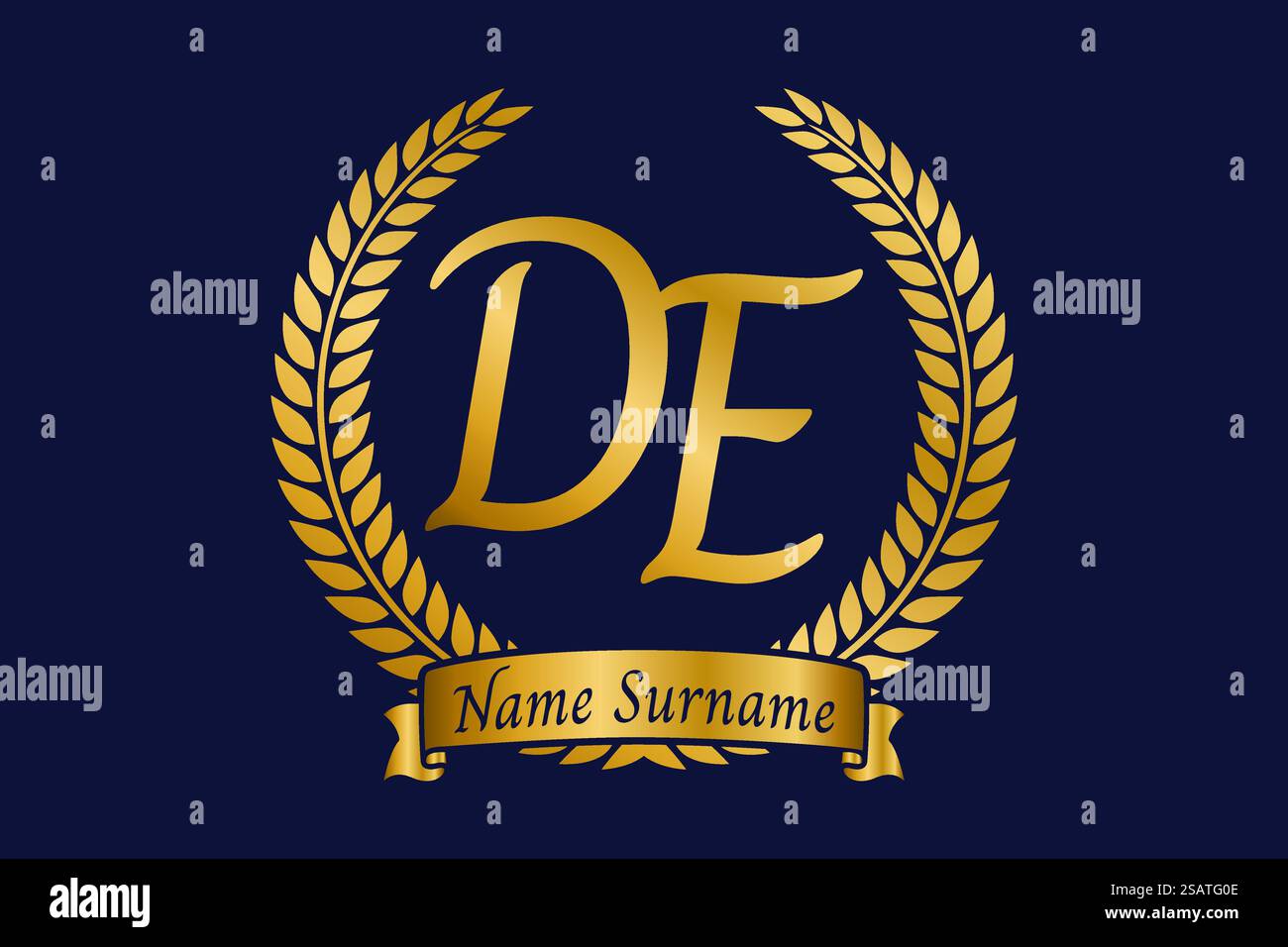 Initial letter D and E, DE monogram logo design with laurel wreath ...