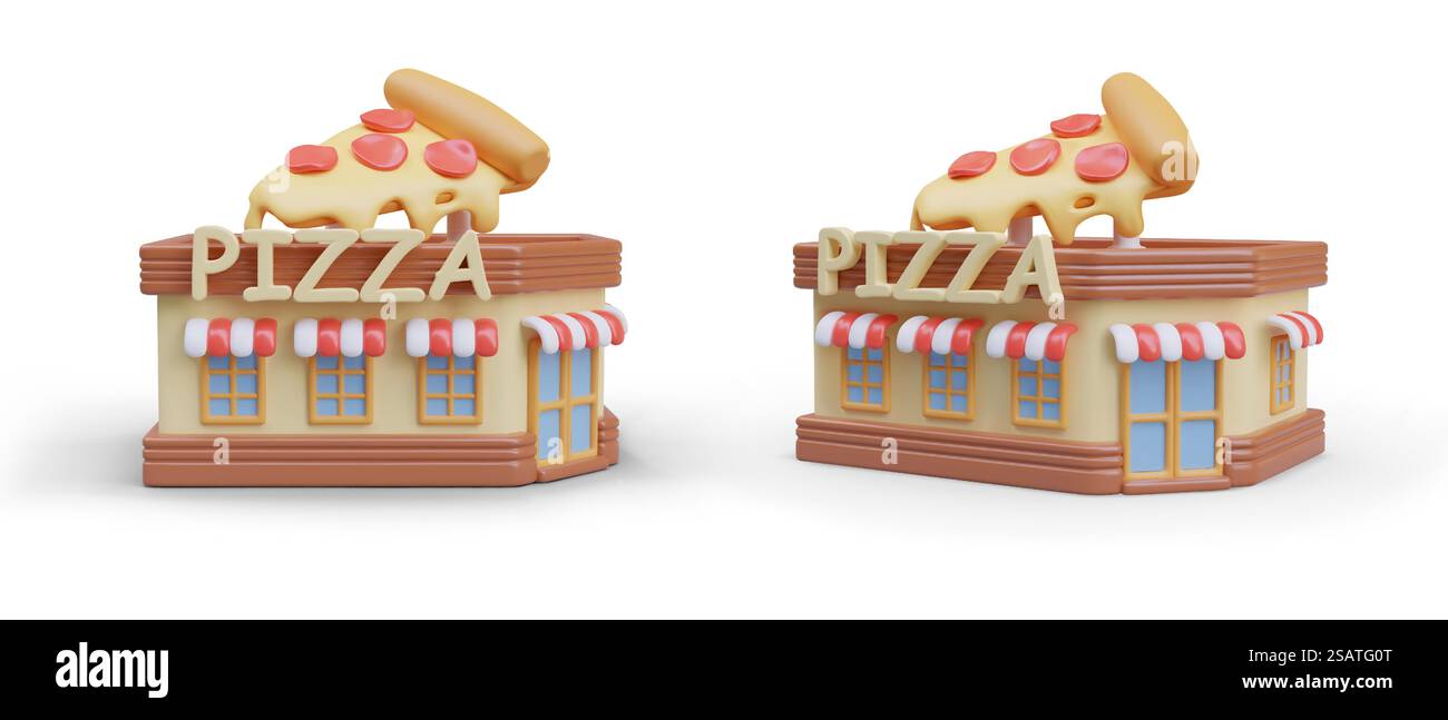 3d realistic model of pizza house. Concept of pizzeria cooking and ...