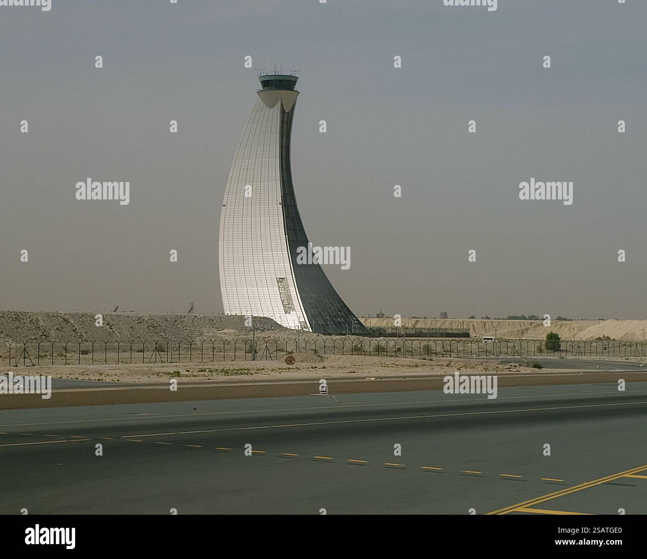 Control tower in Abu Dhabi main airport Das Island in the middle east ...