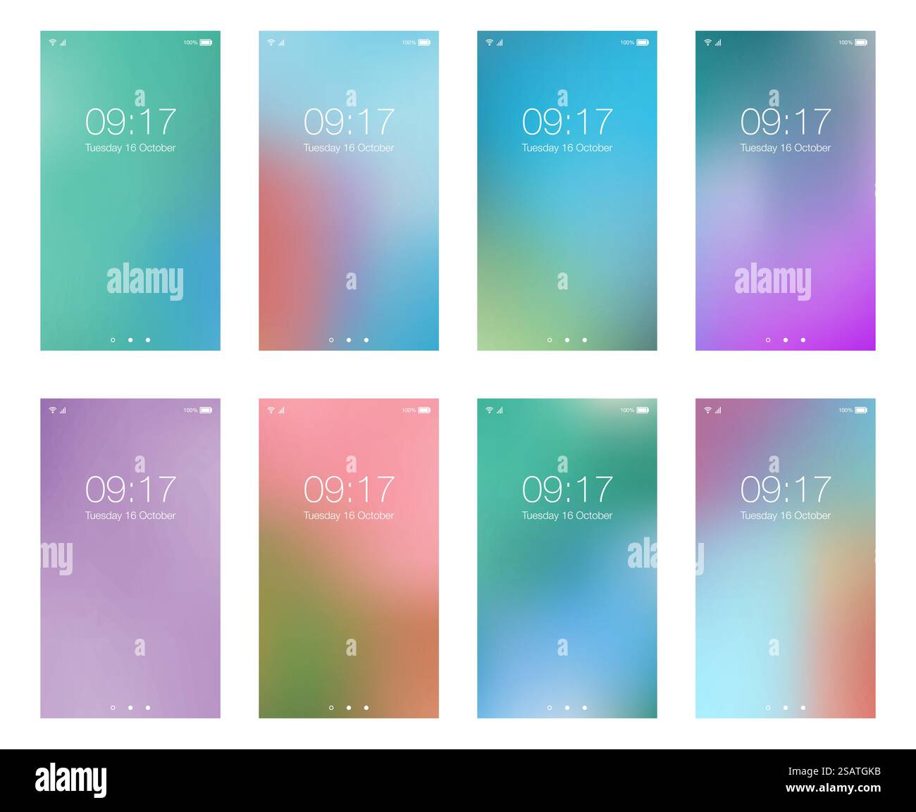 Abstract bright blur backgrounds for smartphone screen mobile wallpaper set. Vector illustration ...