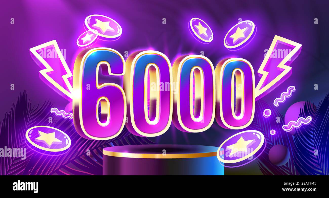 Free coins 6000, promo flyer poster, banner game play. Vector. Free ...