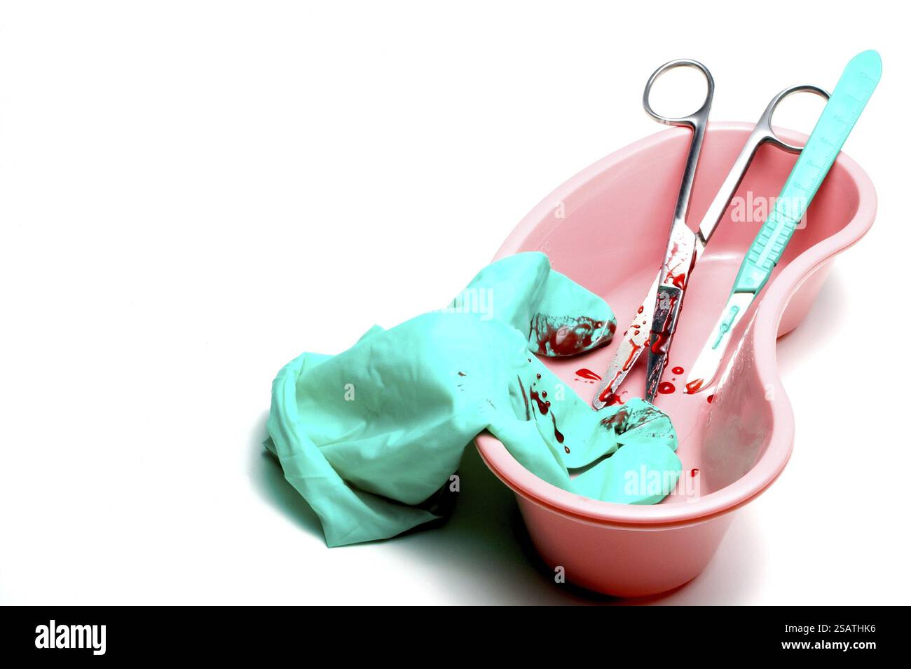 A selection of blood covered surgery tools Stock Photo - Alamy