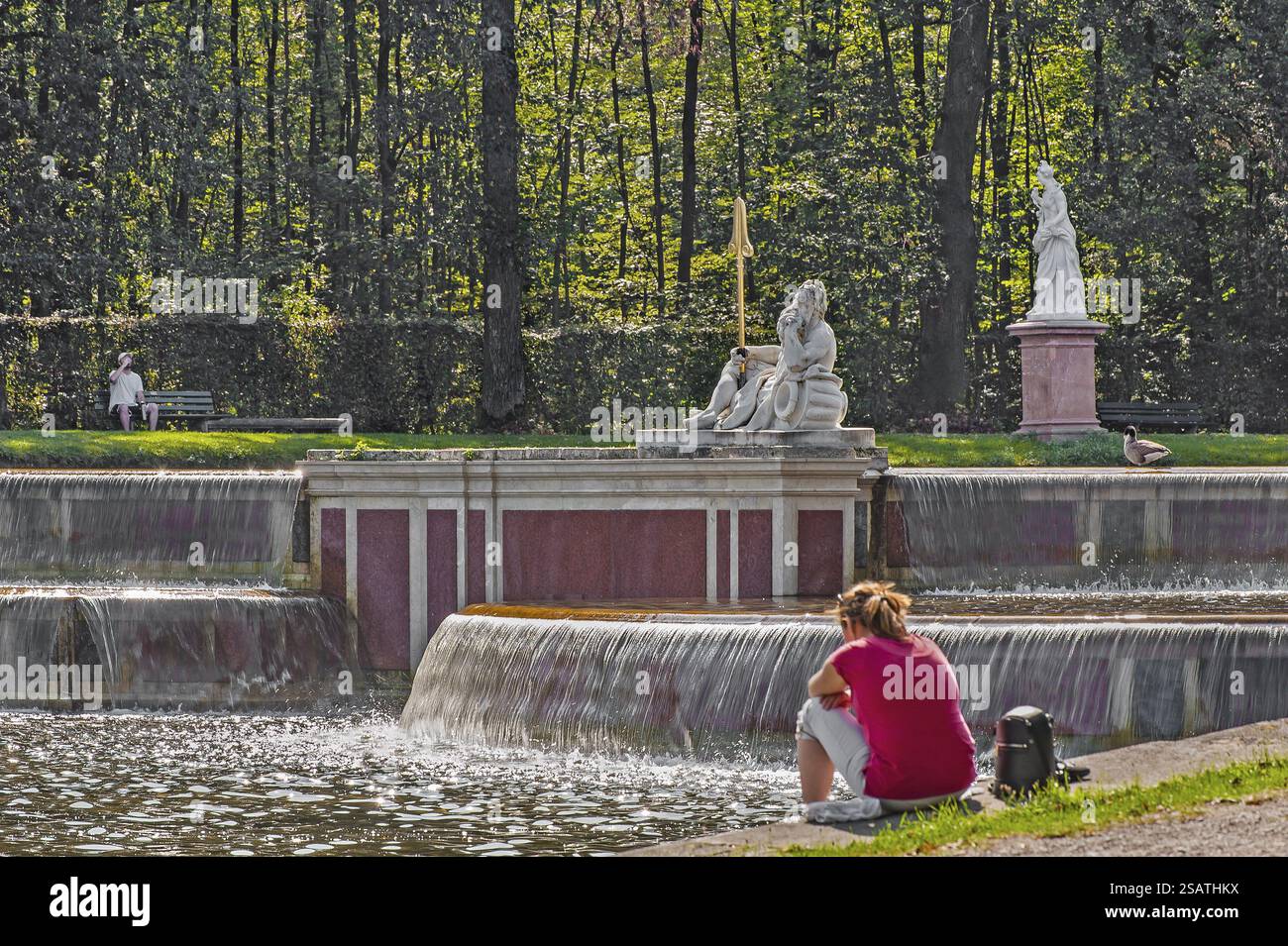 Large cascade in the park, reclining figure by Giuseppe Volpini ...