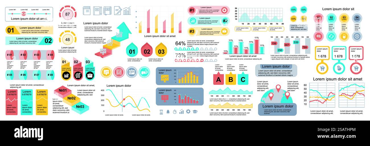 Mega set of infographic elements data visualization vector design ...