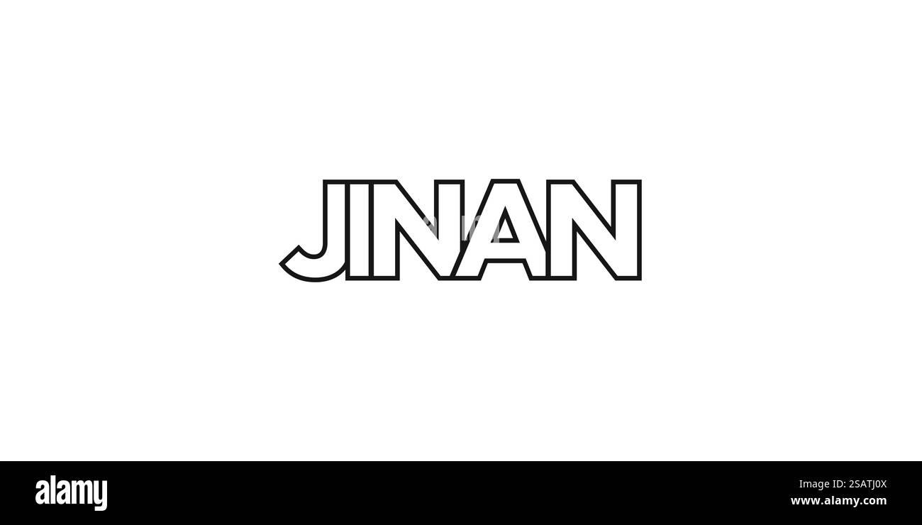 Jinan in the China emblem for print and web. Design features geometric ...