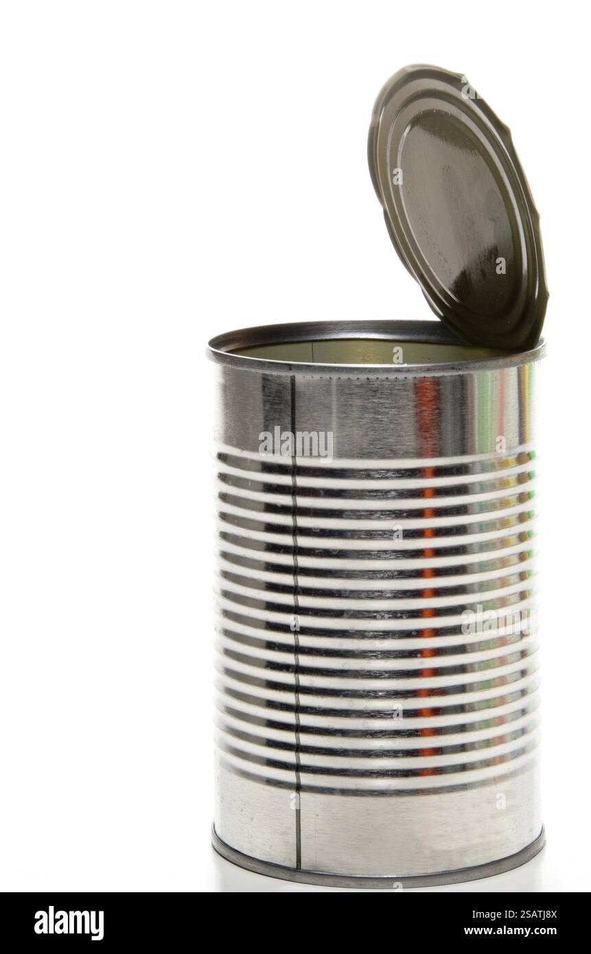 A tin container used for canned foods Stock Photo - Alamy