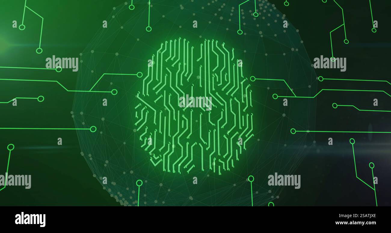 Image of biometric brain, digital data processing over circuit board Stock Photo - Alamy