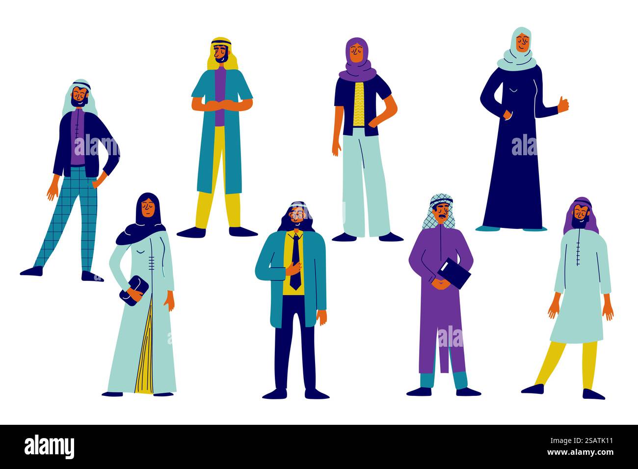 Arabian people set in flat character design for web. Bundle persons of ...