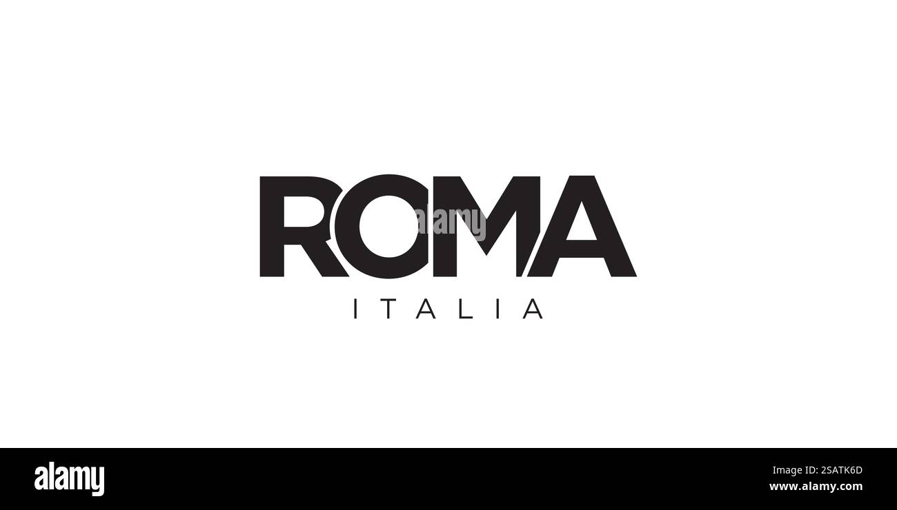 Roma in the Italia emblem for print and web. Design features geometric style, vector ...