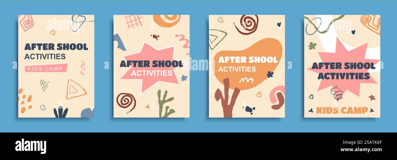 After school activities cover brochure set in flat design. Poster ...