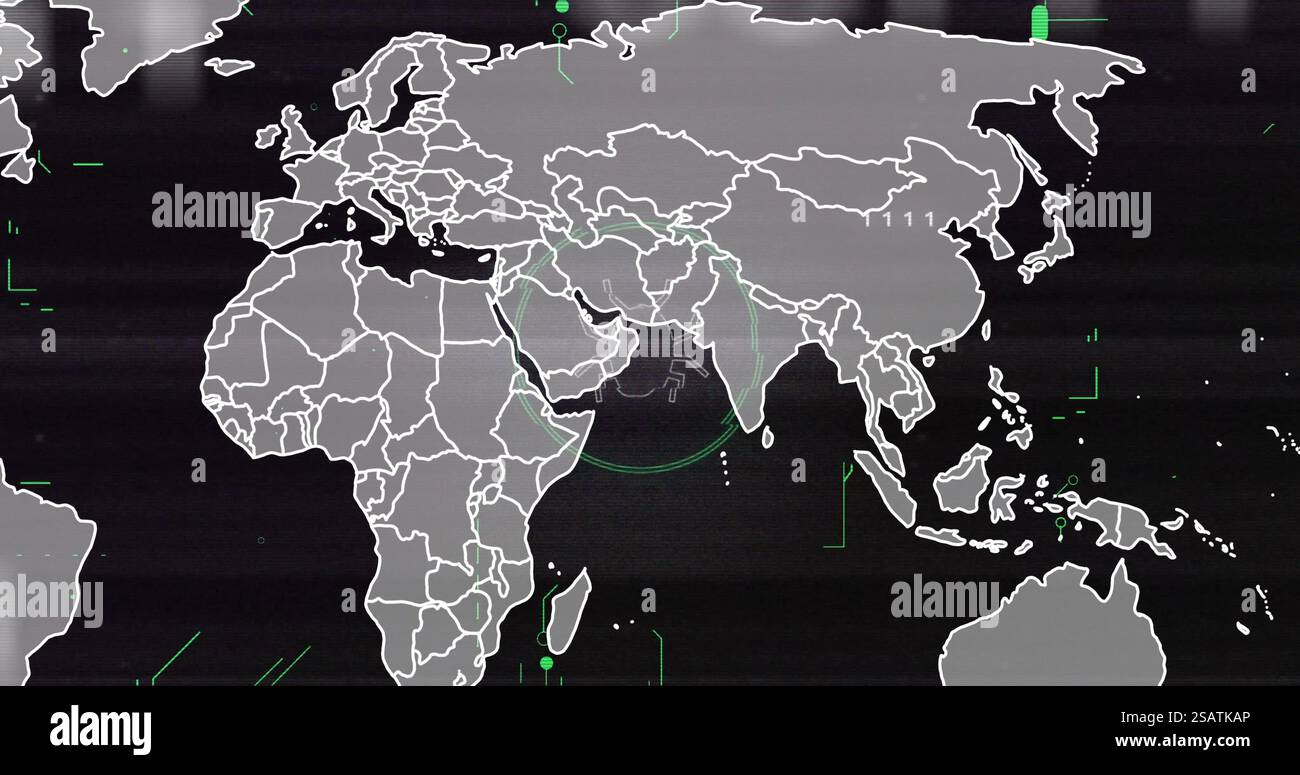 Image of world map and digital data processing Stock Photo - Alamy