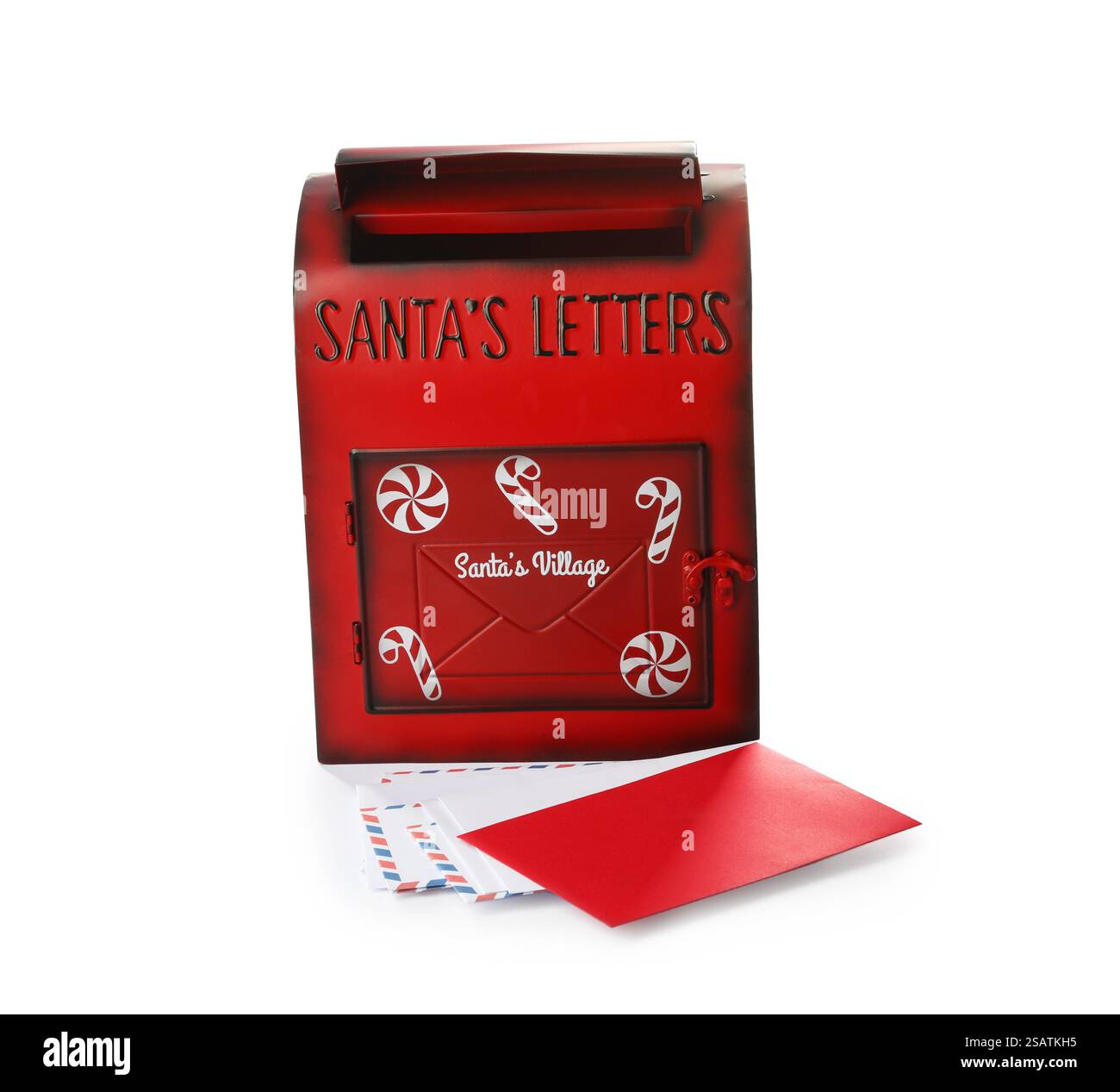 Santa Claus mail box with letters isolated on white. Christmas ...