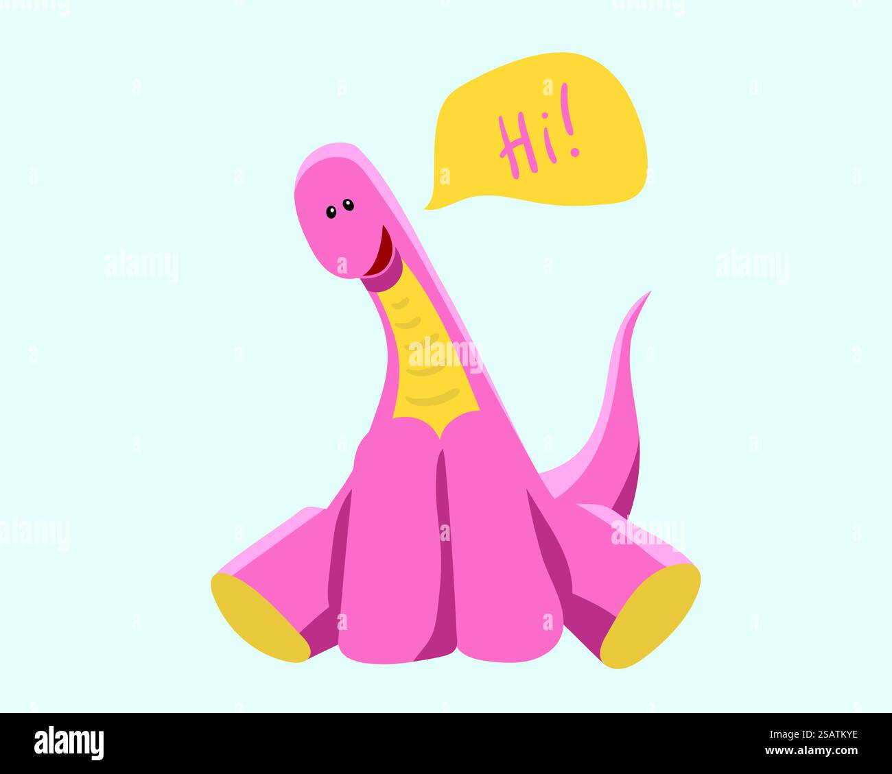 Pink dino. Cute cartoon dinosaur vector illustration Stock Vector Image ...