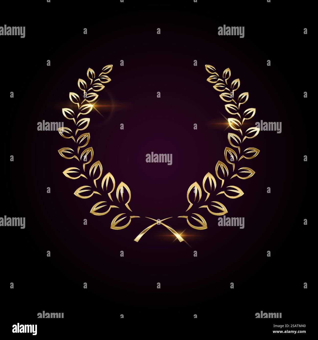 Crown of golden laurel branches realistic vector illustration ...