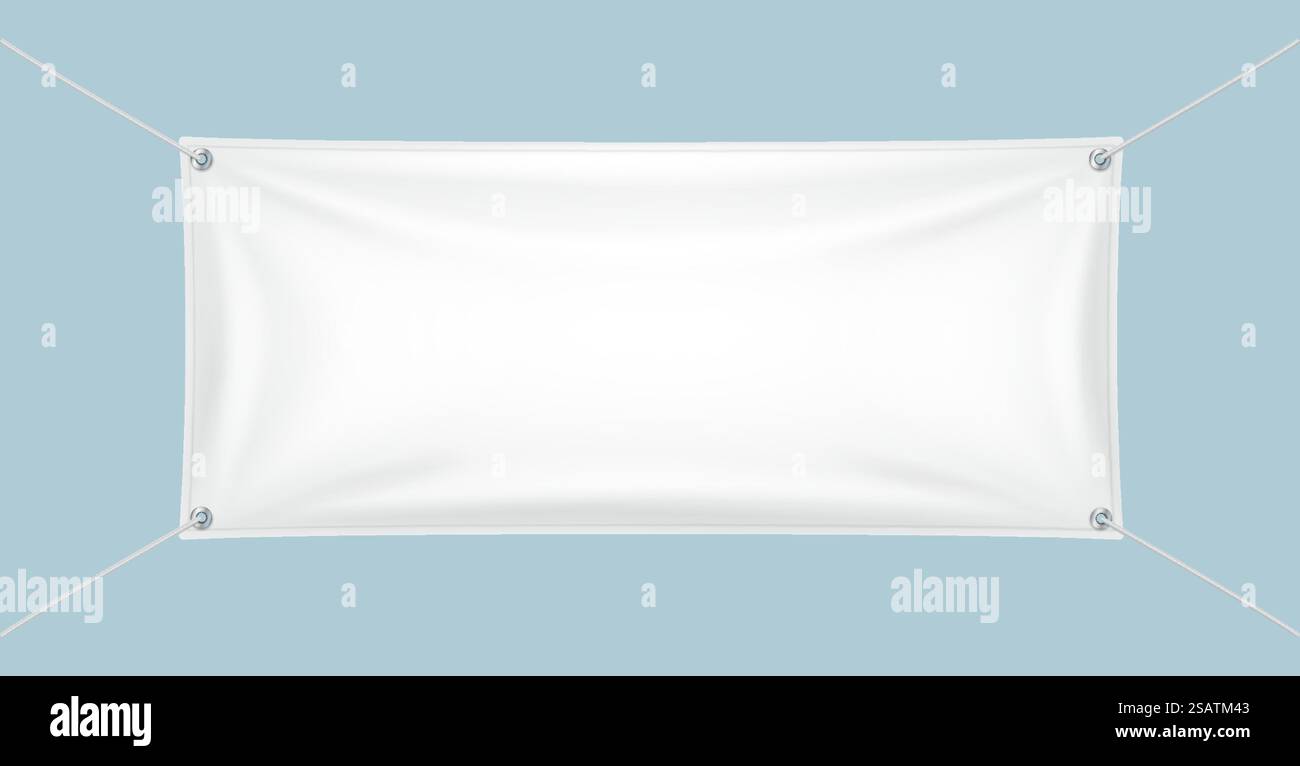 Blank hanging horizontal banners realistic vector illustration set ...