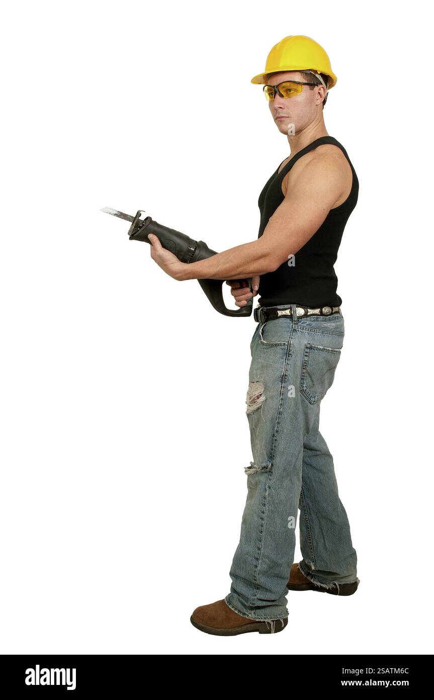 Male Construction Worker on a job site Stock Photo - Alamy