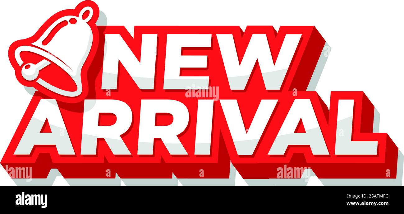 New arrival product notification tag. Ad vector design template for ...
