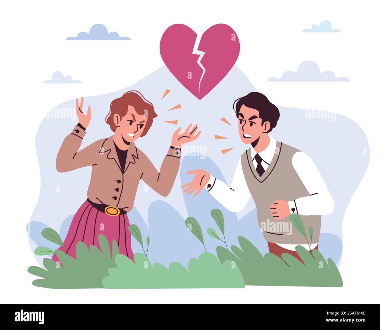 Conflict in relationship between man and woman, aggressive disputes ...