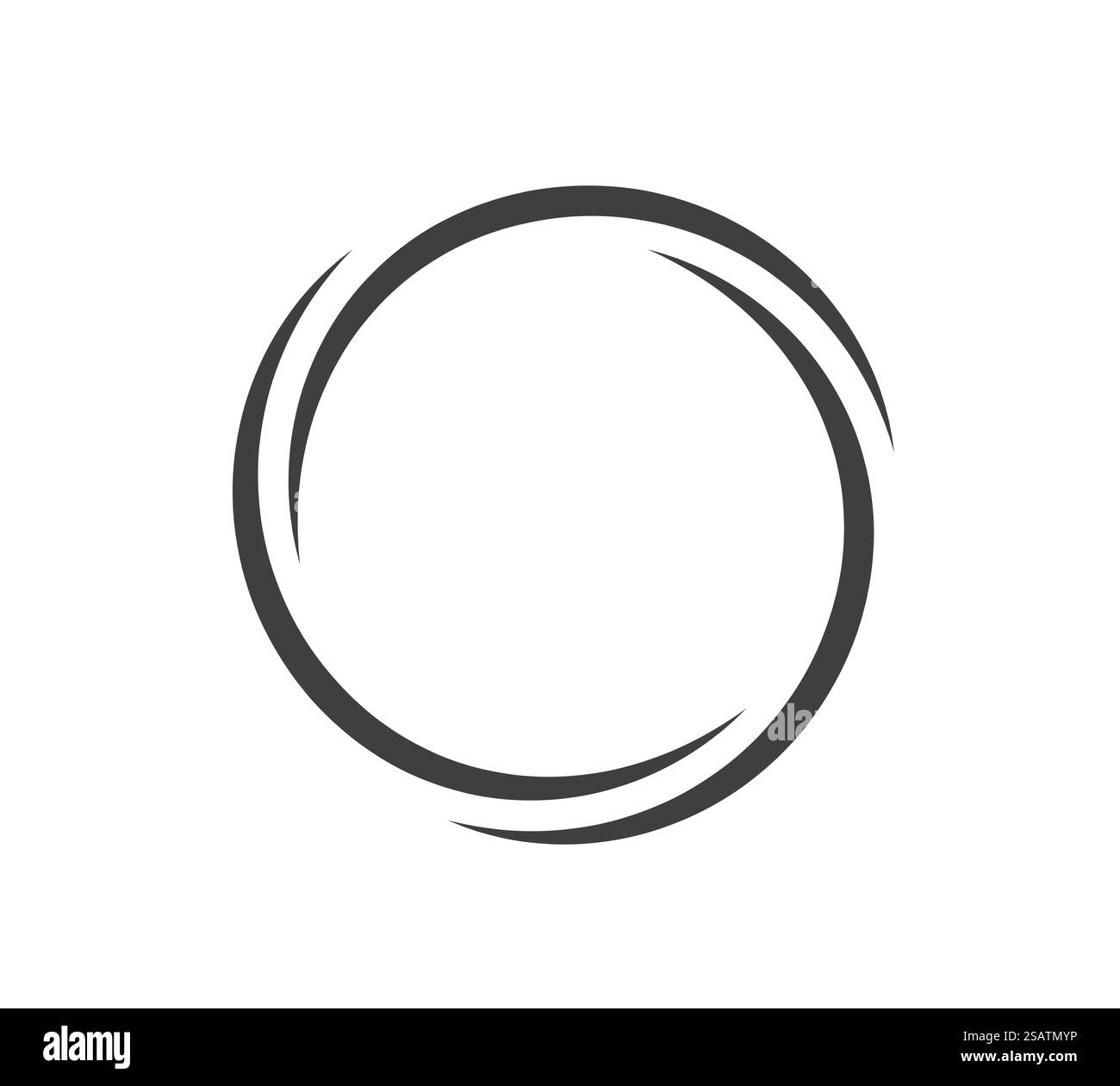 Round frame black and white vector ornament. Graphic border doodle ...