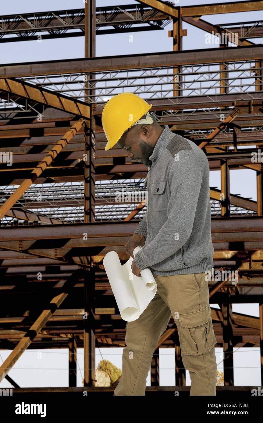 Black African American male construction worker a job site Stock Photo ...