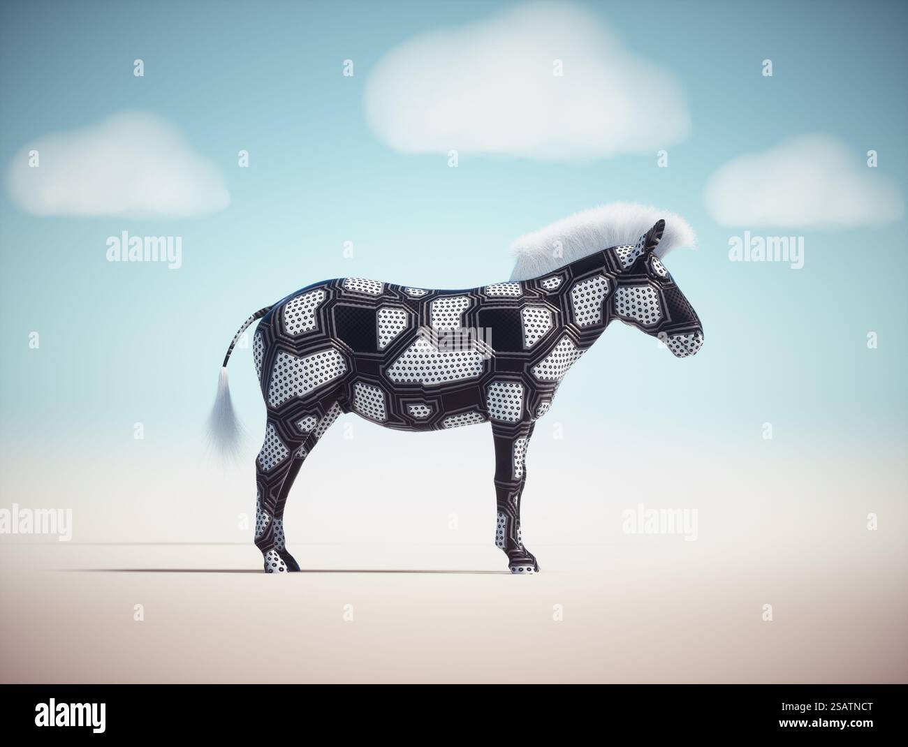 Zebra made of metal plates. Be different and mindset concept. This is a ...