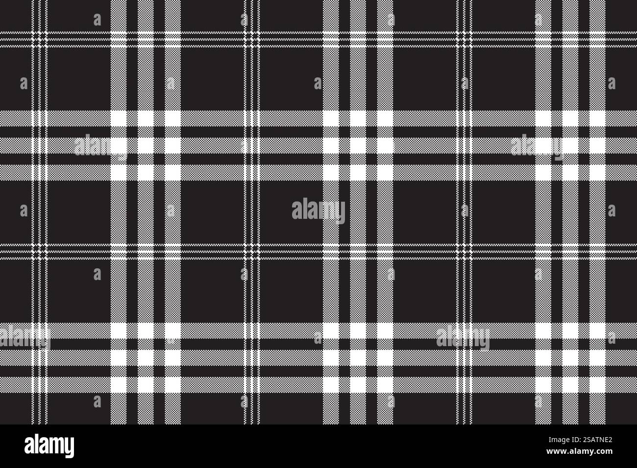 Black and white check pixel square fabric texture seamless pattern ...