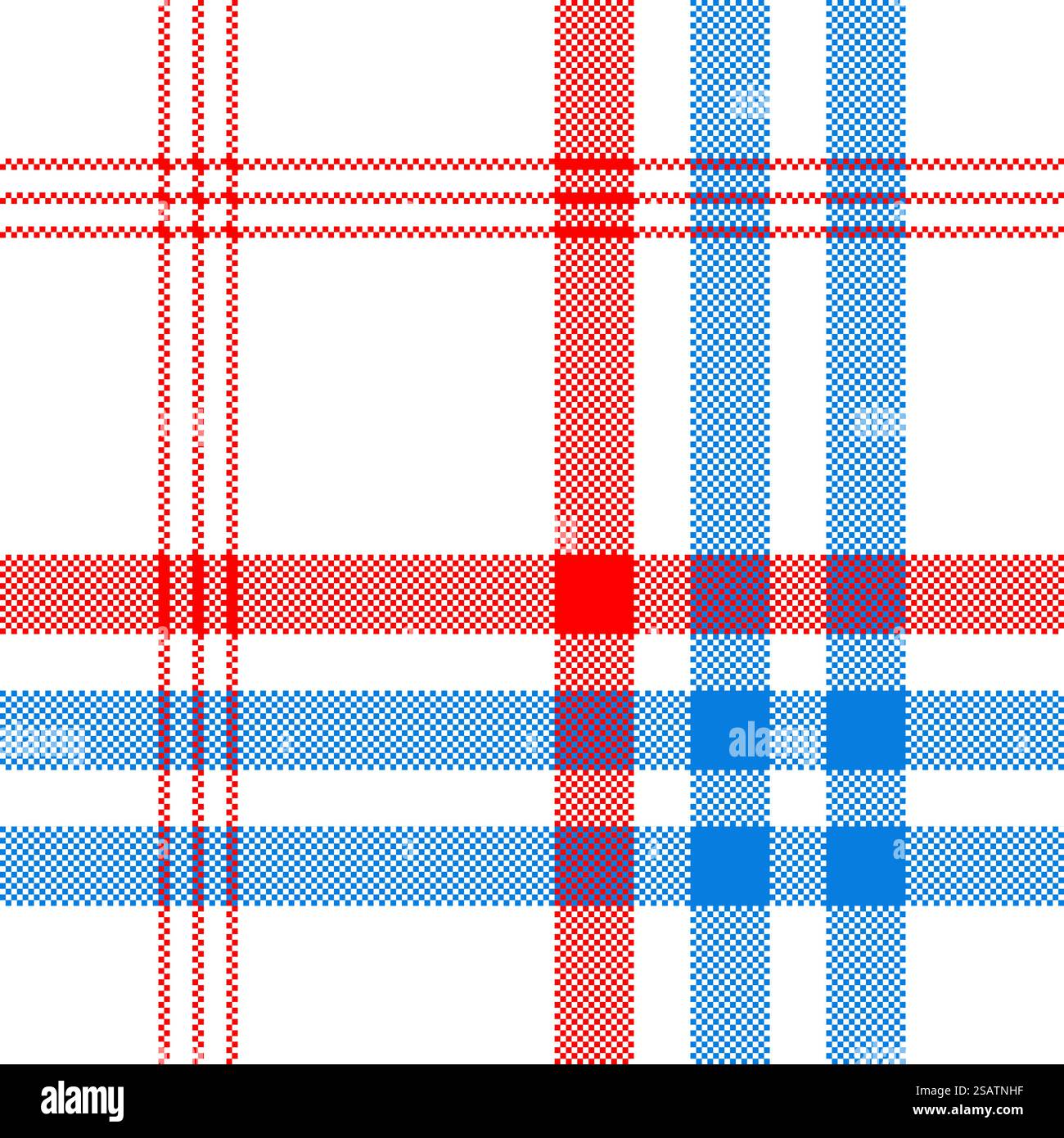Check white textile with red and blue stripes seamless pattern. Vector ...