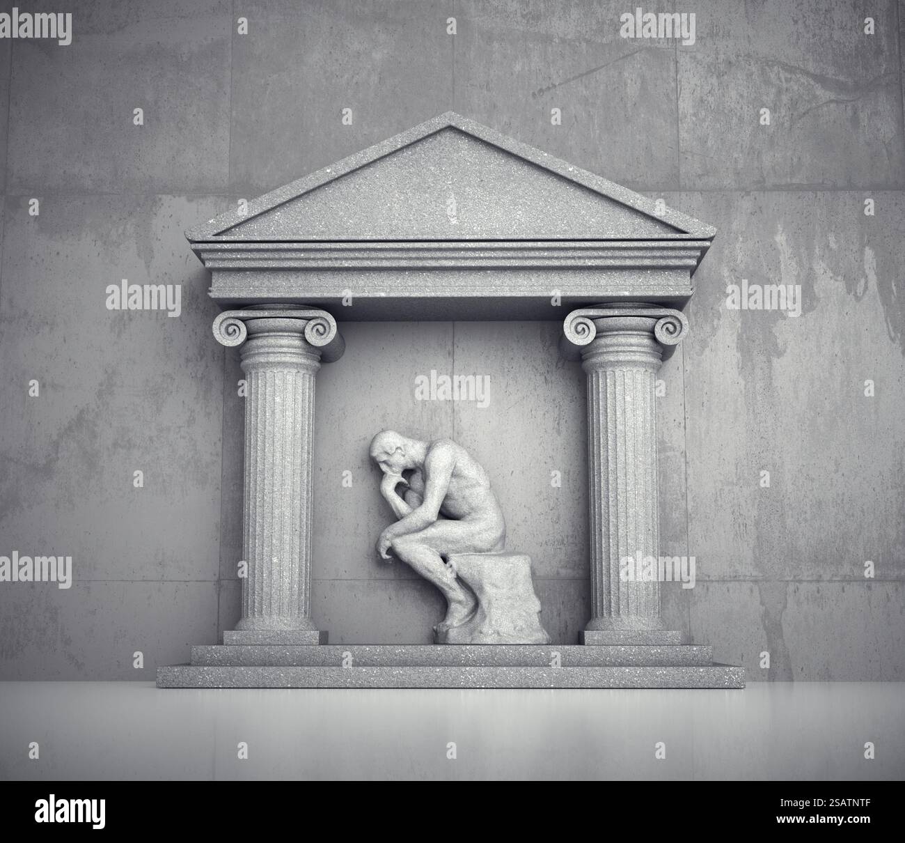 Roman structure with the statue of a thinker. Education and ...
