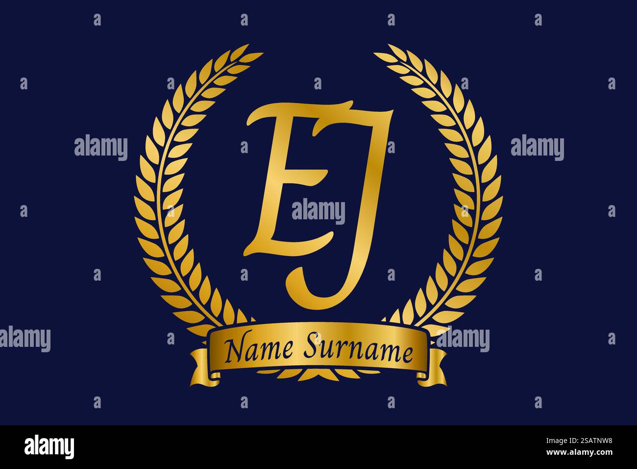 Initial letter E and J, EJ monogram logo design with laurel wreath ...