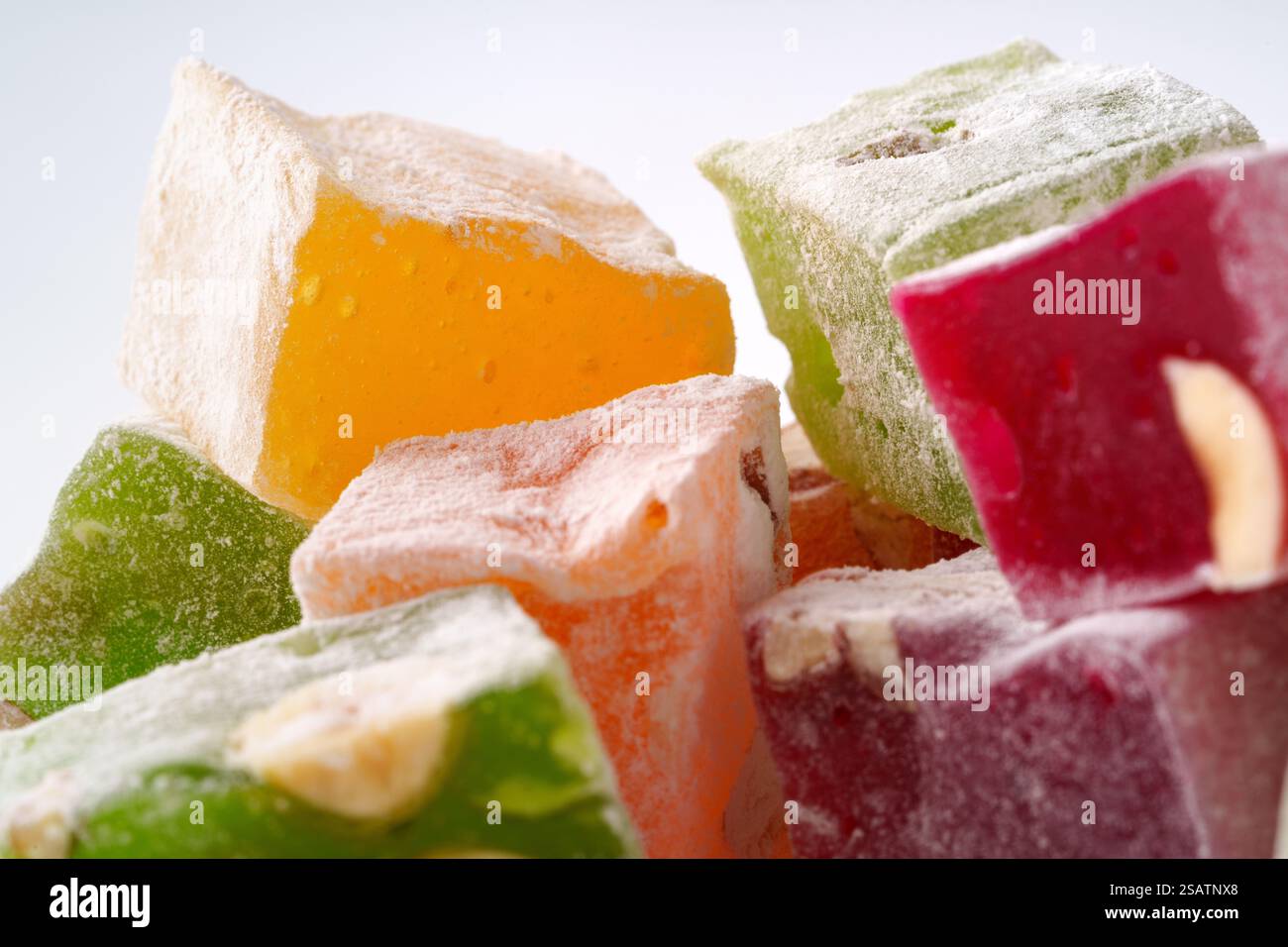Colorful assortment of traditional Turkish delight with nuts and ...