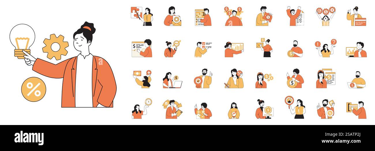 Business and finance concept with character situations mega set in flat web design. Bundle of ...