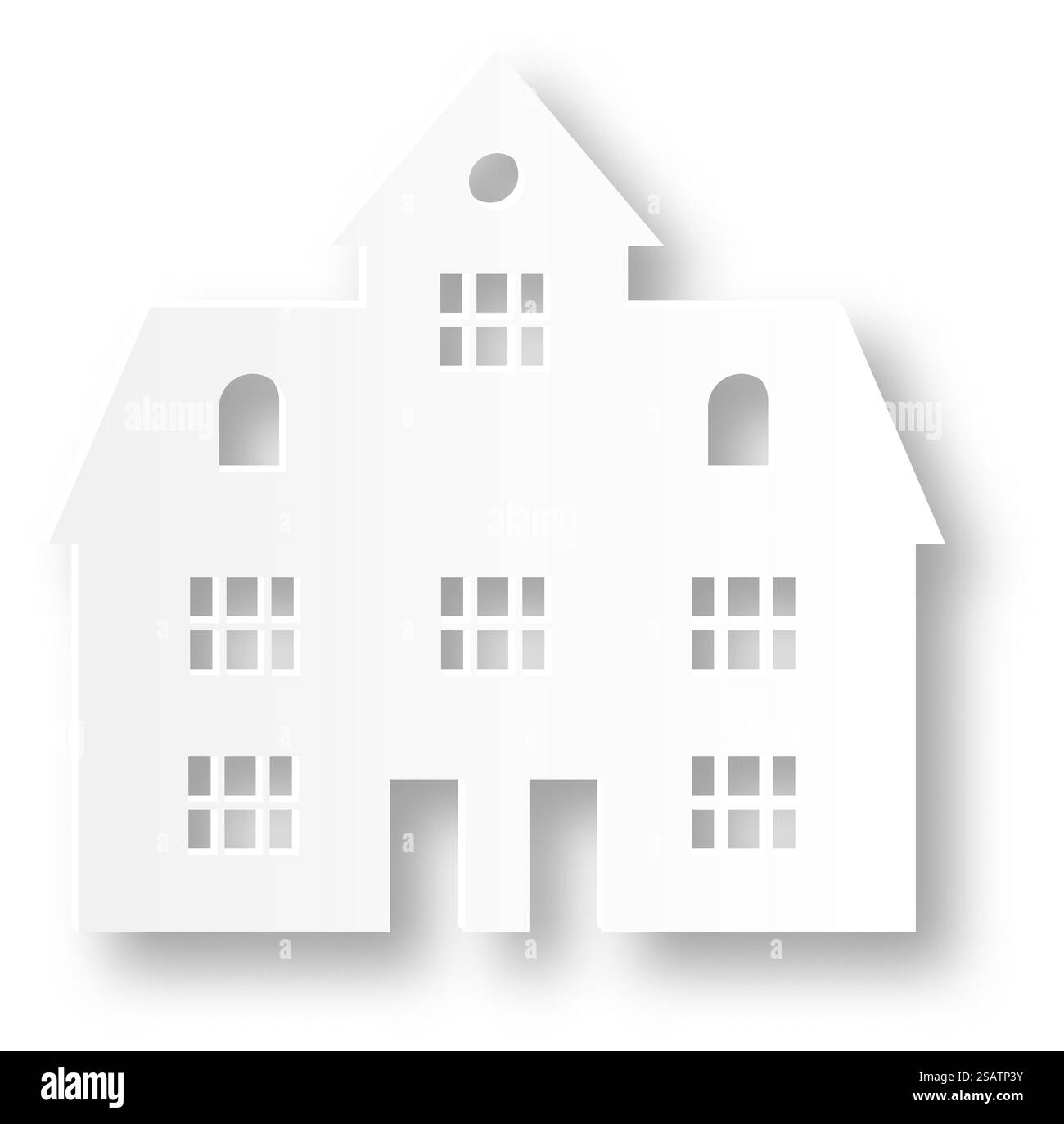 Building paper cut. White architecture silhouette with realistic shadow ...