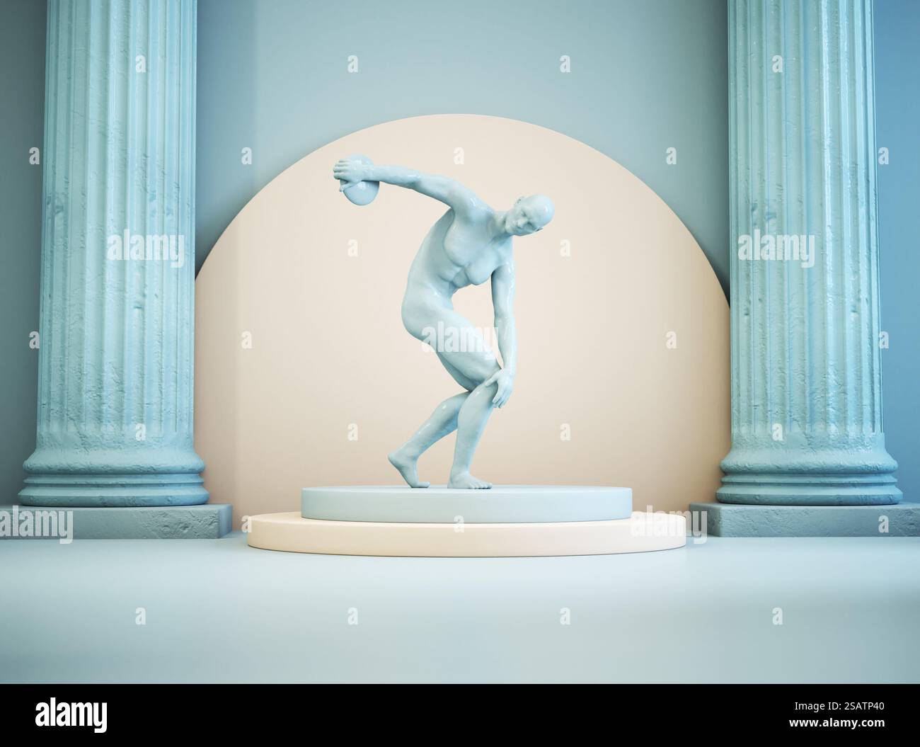 Greek athlete statue throwing the discus. THIS IS A 3D RENDER ...